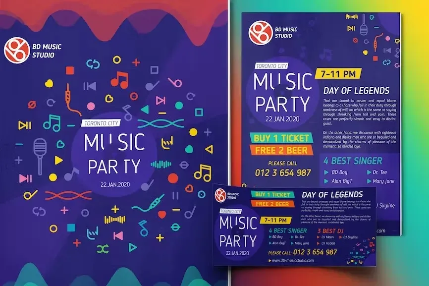 Music Party-Set Template - Đồ Hoạ Vip